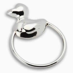 krysaliis 925 sterling silver duck ring rattle - newborn baby boy and baby girl gift - non-tarnishing and durable - packaged in a beautiful gift box