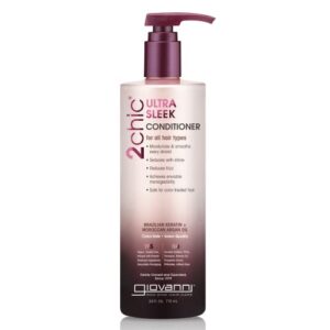 giovanni 2chic ultra-sleek conditioner - brazilian phyto-keratin & moroccan argan oil, anti-frizz formula, coconut, shea butter, pro-vitamin b5, color safe, paraben free - 24 oz