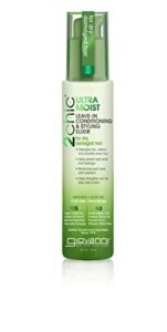 giovanni 2chic ultra-moist leave-in conditioning styling elixir - smoothes frizz prevents breakage, for dry & damaged hair, avocado & olive oil, enriched with aloe vera, shea butter - 4 fl oz