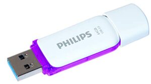 philips high speed 64gb flash drive, snow edition usb 3.0 - white/purple, 100mb/s