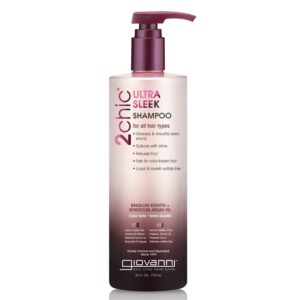 giovanni 2chic ultra-sleek shampoo - brazilian phyto-keratin & moroccan argan oil, anti-frizz formula, coconut, shea butter, pro-vitamin b5, color safe, paraben free - 24 oz