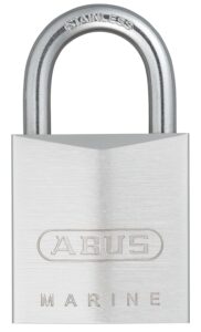 abus 75ib/30 marine grade chrome plated brass padlock, stainless steel shackle, keyed different