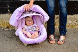 carseat canopy - the whole caboodle 5pc set - baby infant car seat cover with complete matching set of accessories (belle)