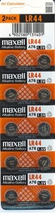 maxell batteries lr44 (a76&comma ag13) alkaline button size battery&comma on tear strip(counts 10)