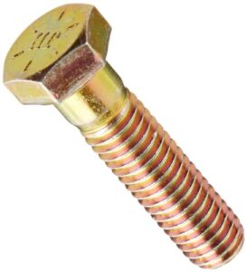 steel hex bolt, grade 8, zinc yellow-chromate plated finish, hex head, external hex drive, meets asme b18.2.1/sae j429, 3" length, partially threaded, 3/8"-16 threads (pack of 25)