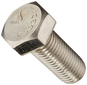 18-8 stainless steel hex bolt, plain finish, hex head, external hex drive, meets asme b18.2.1/astm f593, 4-1/2" length, partially threaded, 1"-8 threads