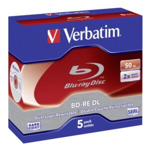 verbatim bd-r dual layer - blu-ray disc 50 gb, 6x burning speed, jewel case, 5-pack