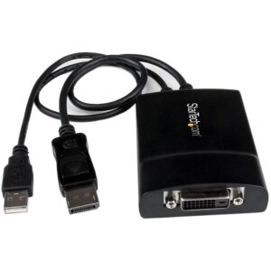 startech.com displayport to dvi dual link active adapter - displayport to dvi-d adapter video converter 2560x1600 60hz - dp 1.2 to dvi monitor - usb powered - latching dp connector (dp2dvid2)