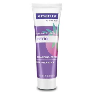 emerita by life-flo estriol cream with vitamin e - balancing cream for women at midlife - with soothing aloe vera and sweet almond oil - fragrance free, 60-day guarantee, not tested on animals, 4oz