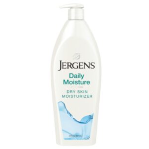 jergens daily moisture dry skin moisturizer, hand and body lotion, with hydralucence blend, silk proteins, and citrus extract, 21 oz