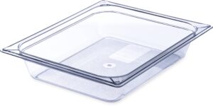 carlisle foodservice products storplus 1/2-size food pan for catering, buffets, and restaurants, polycarbonate, 2.5 inches deep, clear, (pack of 6)