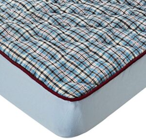 bacati - blue stripes and plaids quilted - 2 pack crib fitted sheet