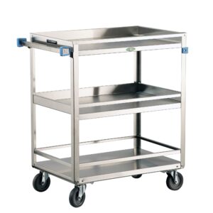 lakeside manufacturing 526 guard rail utility cart, stainless steel, 3 shelves, 500 lb. capacity (fully assembled)