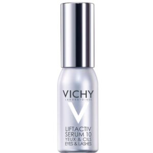 vichy anti-wrinkle serum for eyes and lashes, hyaluronic acid, 15 mineral-rich vichy volcanic water, fragrance-free