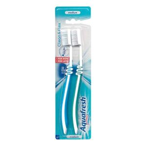 toothbrush aquafresh clean & flex medium pack of 2