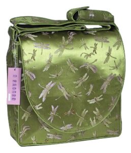 i frogee olive green dragonfly brocade diaper bags 12x12x4 messenger bag/laptop shoulder bag