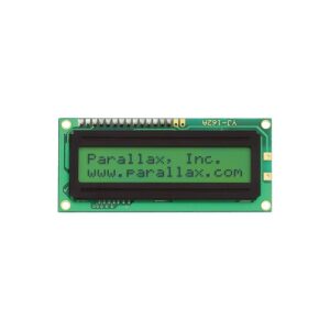 parallax 27977 lcd display, 16 x 2 character, serial backlit ascii dec 32-127