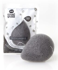 my konjac sponge all natural korean facial sponge with activated bamboo charcoal. premium quality and larger size. halal, leaping bunny cruelty free and the vegan society certified.