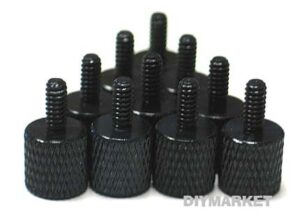 10 x black anodized alumium computer case thumbscrews (6-32 thread) for cover / power supply / pci slots / hard drives