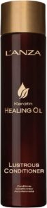 l'anza keratin healing oil lustrous conditioner, deep conditioner for dry damaged hair, boosts shine, strength and hair health, repair damage and prevent frizz, sulfate free, cruelty free (8.5 fl oz)