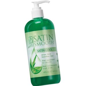 satin smooth aloe vera gel, post-wax soothing formula to reduce redness and soothe irritated skin, hydrating care for face, body, and hair, 16 fl oz.