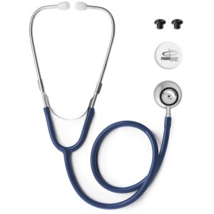 primacare ds-9291-bl pediatric size 22" stethoscope for clinical and screening instrument, lightweight and aluminum dual head flexible stethoscope, blue