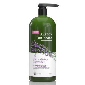 avalon organics revitalizing lavender conditioner, for smooth, shiny, touchably soft hair for normal to dry hair, 32 fluid ounces