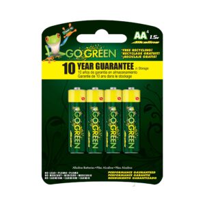 gogreen power (24001) eco friendly alkaline aa batteries - no lead, cadmium or mercury - pack of 4