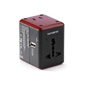 samsonite worldwide power adapter, black/red, one size