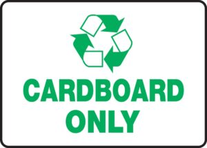 accuform signs mplr557vs adhesive vinyl recycle sign, legend "cardboard only" with graphic, 7" length x 10" width x 0.004" thickness, green on white