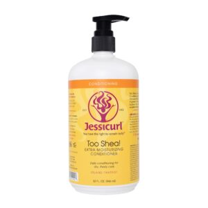 jessicurl, too shea! extra moisturizing conditioner for curly hair, island fantasy, 32 fl oz. leave in conditioner for dry hair, anti frizz hair products