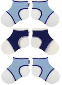 sock ons clever little things that keep baby 3 pack - baby blue, navy, baby blue, 0-6 months