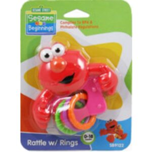 sesame street elmo rattle with rings, bpa free