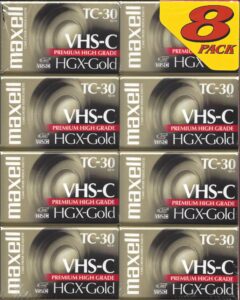 maxell tc-30 vhs-c camcorder hgx-gold premium high grade 8-pack