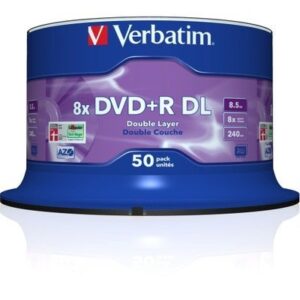 2rc8862 - verbatim dvd recordable media - dvd+r dl - 8x - 8.50 gb spindle