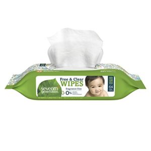 seventh generation thick & strong free and clear baby wipes with flip top dispenser, 768 count