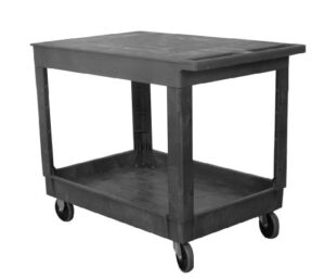 wesco industrial products 270493 plastic flat-top standard service cart, 2 trays, 500-lb. load capacity, 40.25" l x 25.5" w x 32.5 h