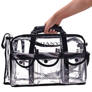 shany clear makeup bag, pro mua rectangular bag with shoulder strap, large