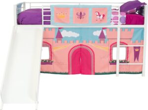 dhp princess castle design curtain set for junior loft bed, kids furniture, pink