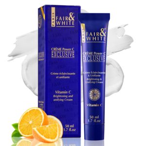 fair and white exclusive, skin brightening cream with vitamin c | 1.7 fl oz / 50g | reduce appearance of fine lines & wrinkles - with glycerin and castor oil, for face & body