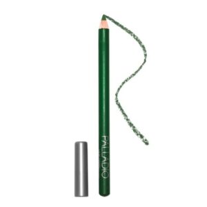 palladio wooden eyeliner pencil, thin pencil shape, easy application, firm yet smooth formula, perfectly outlined eyes, contour and line, long lasting, rich pigment, lime green