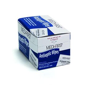 medique medi-first antiseptic wipes, benzalkonium chloride cleansing towelettes, 20 pack - 21471