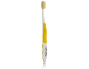 mouthwatchers extra soft kids toothbrush, manual flossing toothbrushes, ultra clean, yellow childrens toothbrush, good for sensitive teeth and gums, by dr. plotka's