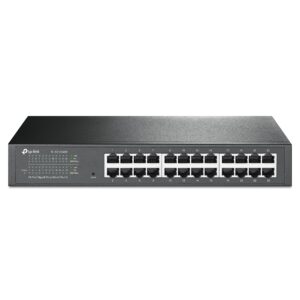 tp-link 24 port gigabit switch easy smart managed plug & play desktop/rackmount sturdy metal w/ shielded ports support qos, vlan, igmp & lag (tl-sg1024de),black