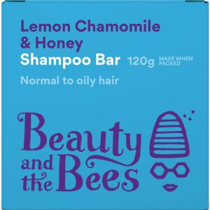 beauty and the bees eco-friendly lemon & chamomile solid shampoo bar for blonde hair shine enhancing brightening highlights