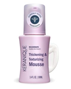 keranique volumizing mousse for women - thickening and styling anti-frizz foam for fine, straight, wavy, and curly hair