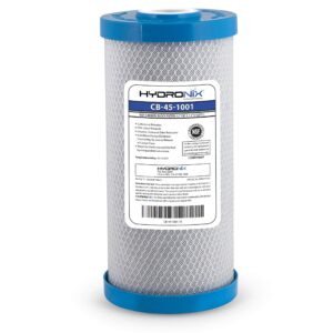 hydronix cb-45-1001 whole house commercial hydroponics ro nsf activated carbon block water filter, 4.5" x 10", 1 micron