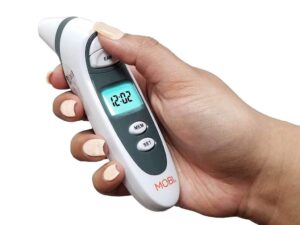 mobi dualscan prime 2-in-1 ear & forehead digital thermometer with food & bottle readings, 6+ features