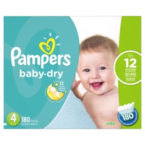 pampers baby dry diapers size 4, 180 count