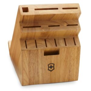 victorinox swiss army swivel universal knife block, natural wood